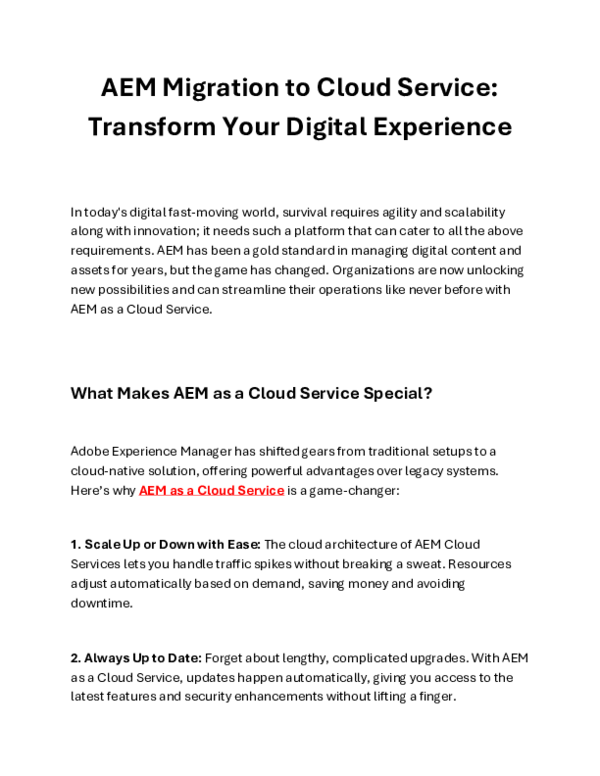(PDF) AEM Migration to Cloud Service - Transform Your Digital Experience