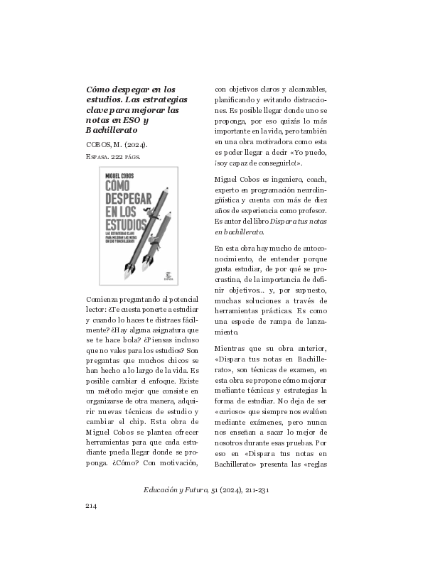 (PDF) Cobo, Cómo despegar en los estudios EyF 51 (2024) 214-