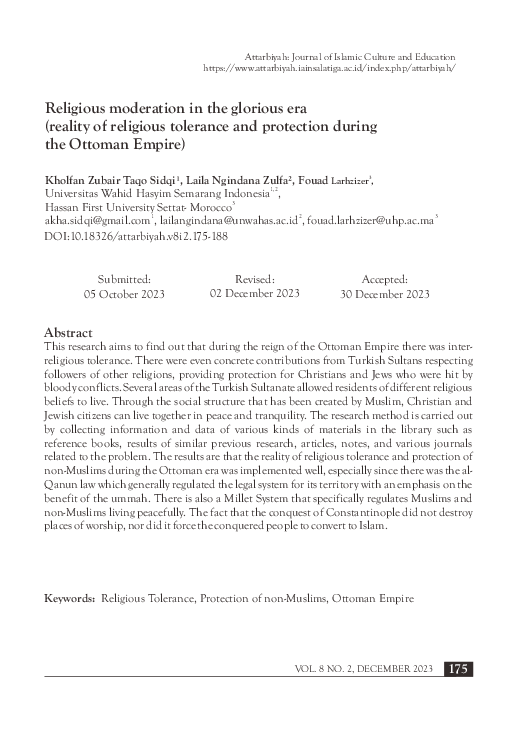 (PDF) Religious moderation in the glorious era (reality of religious ...