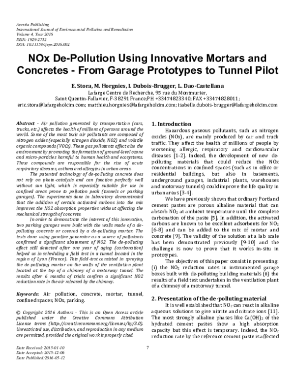 (PDF) NOx De-Pollution Using Innovative Mortars and Concretes - From ...