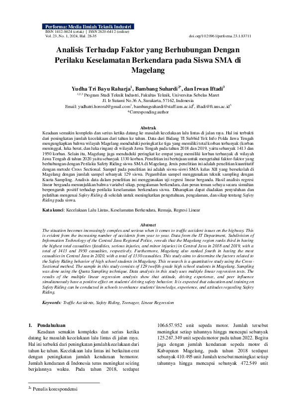 (PDF) Analisis Terhadap Faktor yang Berhubungan Dengan Perilaku Keselamatan Berkendara pada ...