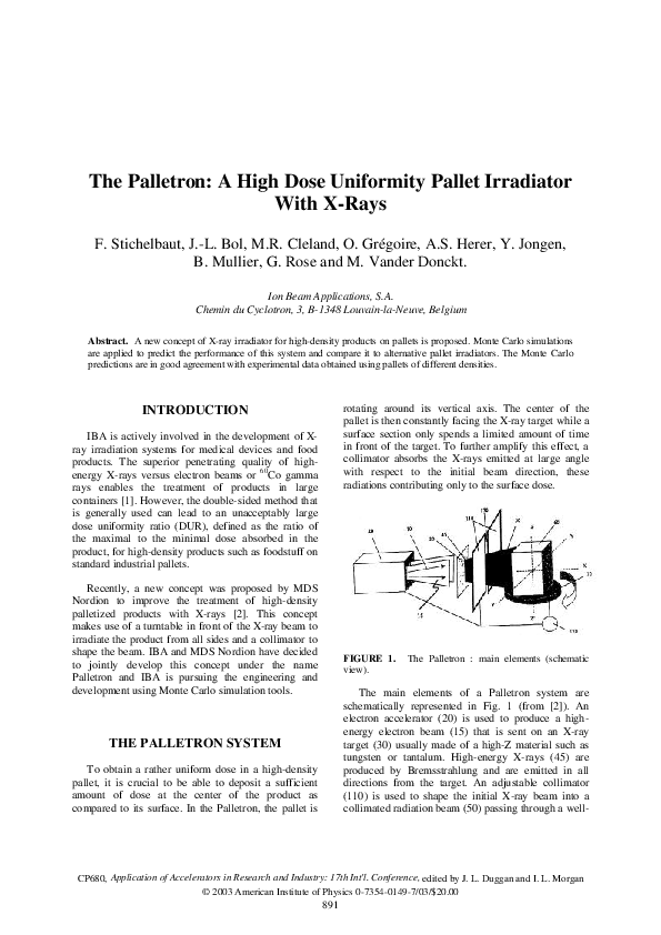 (PDF) The Palletron™: a high-dose uniformity pallet irradiator with X-rays