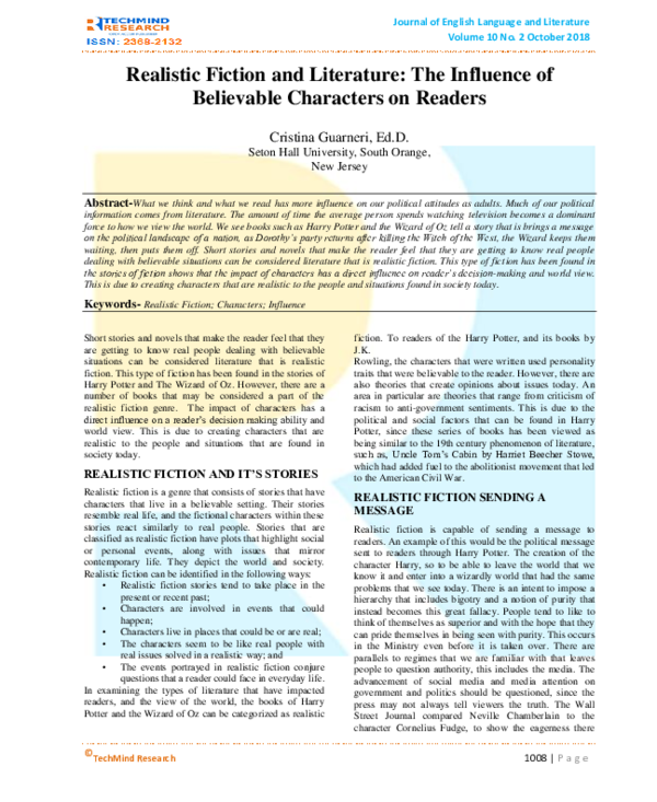 (PDF) Realistic Fiction and Literature: The Influence of Believable ...