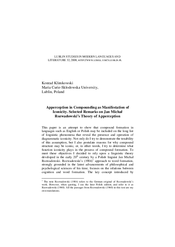 (PDF) Apperception in Compounding as Manifestation of Iconicity ...