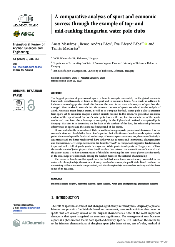 (PDF) A comparative analysis of sport and economic success through the ...