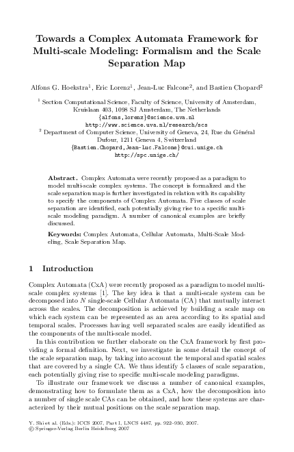 Towards A Complex Automata Framework For Multi Scale Modeling