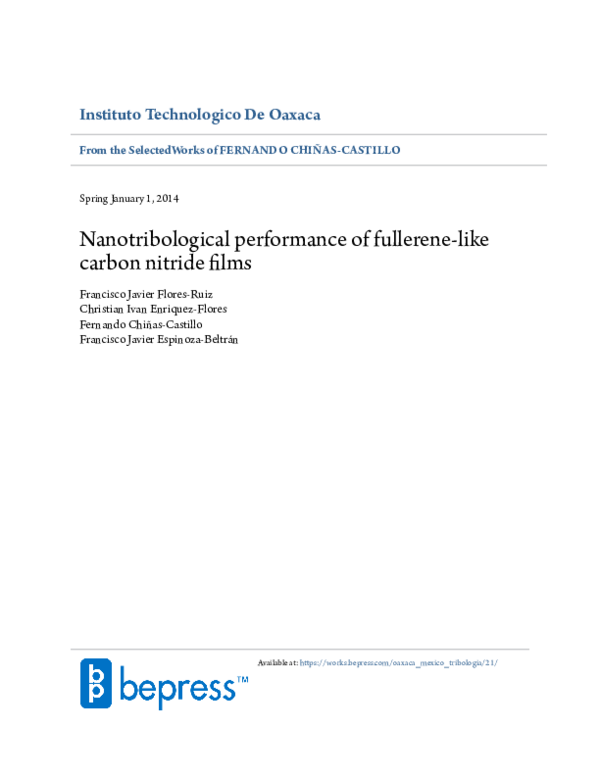 (PDF) Nanotribological performance of fullerene-like carbon nitride films