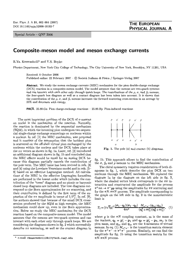 (PDF) Composite-meson model and meson exchange currents