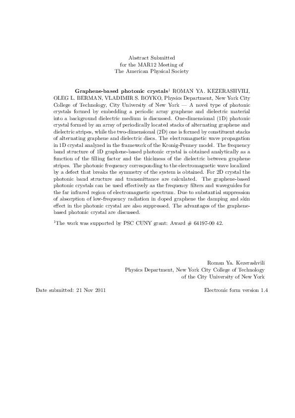 (PDF) Graphene-based photonic crystals (PDF) Graphene-based photonic crystals