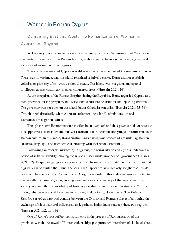 (PDF) Women in Roman Cyprus - a Comparative Study in Romanization ...