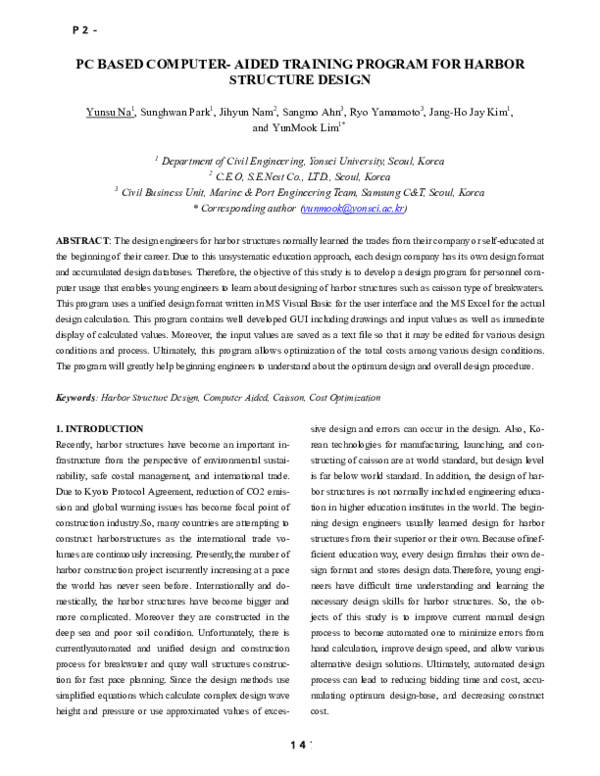 (PDF) PC Based Computer-Aided Training Program for Harbor Structure Design