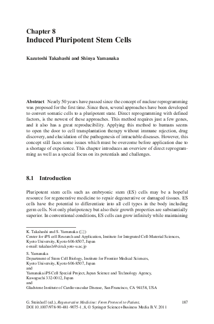 (PDF) Regenerative medicine: Induced pluripotent stem cells and their ...