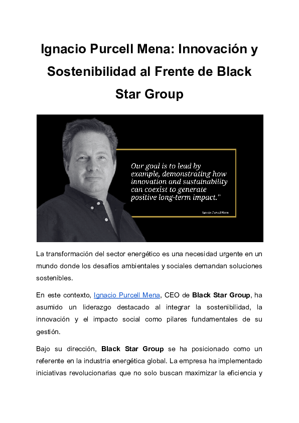 (PDF) Ignacio Purcell Mena Innovación y Sostenibilidad al Frente de Black Star Group