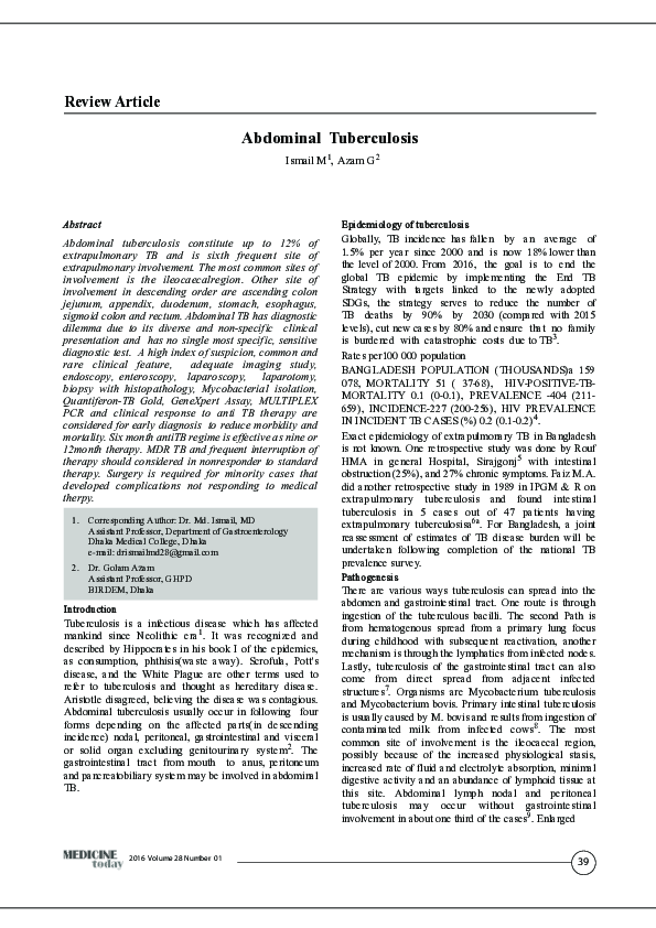 (PDF) Abdominal Tuberculosis