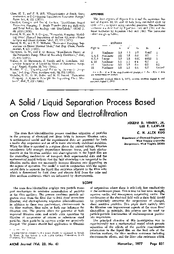 (PDF) A solid/liquid separation process based on cross flow and ...