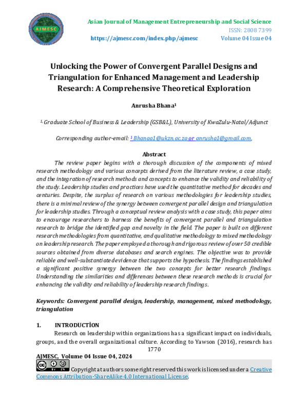 (PDF) Article TextUnlocking the Power of Convergent Parallel Designs ...