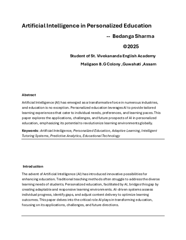 (PDF) Artificial Intelligence in Personalized Education