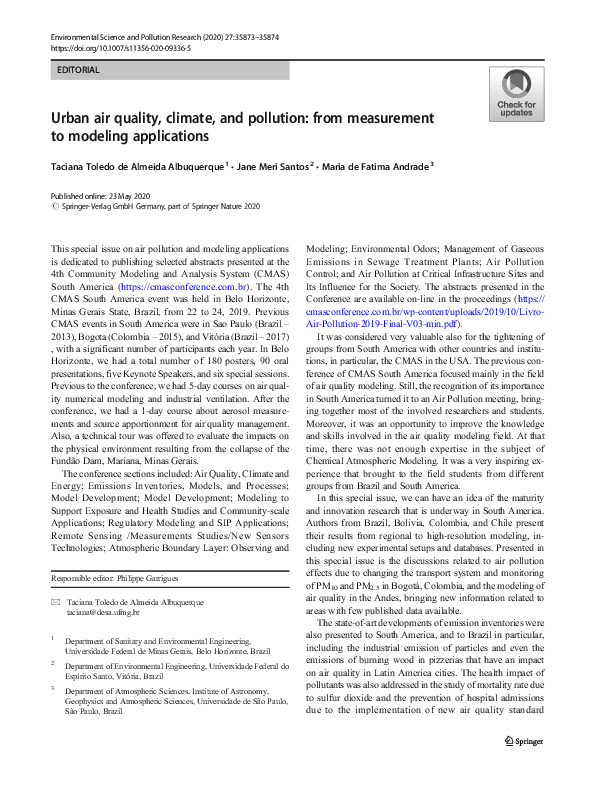 (PDF) Urban air quality, climate, and pollution: from measurement to ...