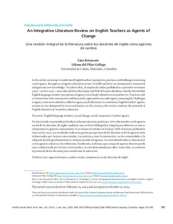 (PDF) An Integrative Literature Review on English Teachers as Agents of ...