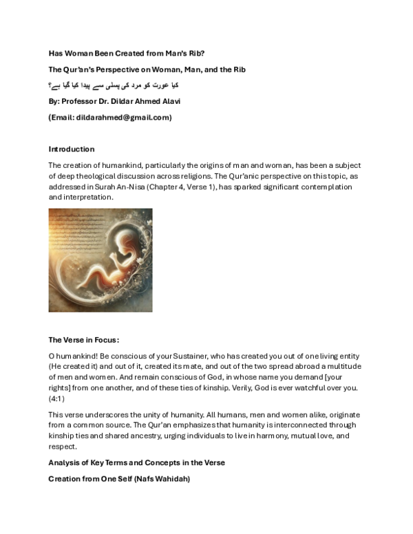 (PDF) Rib woman man and the Quran