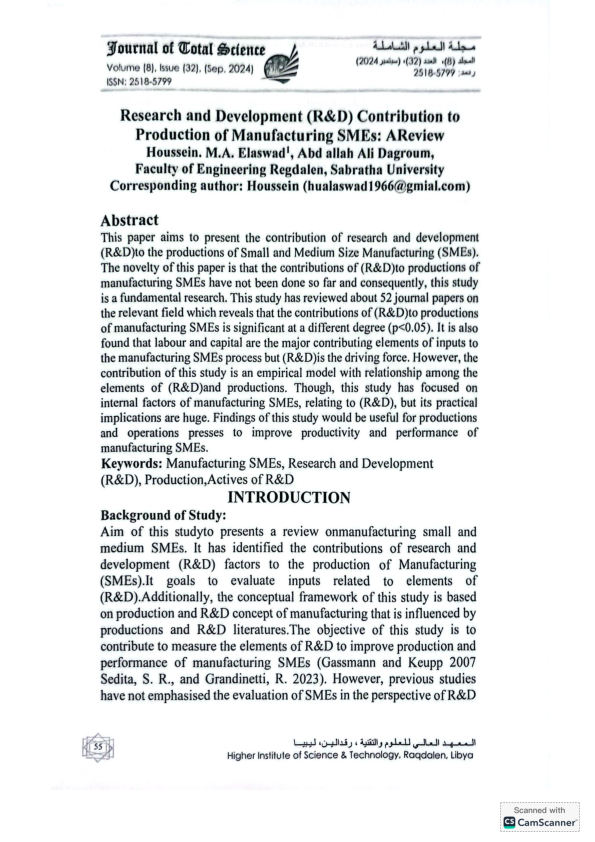 (PDF) Research and Development (R&D) Contribution to Production of ...