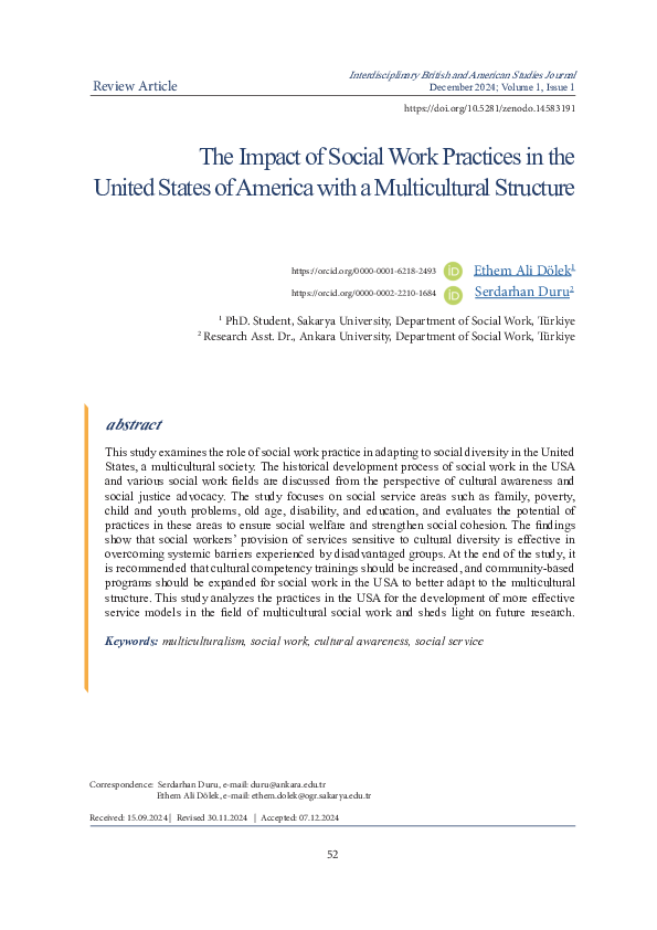 (PDF) THE IMPACT OF SOCIAL WORK PRACTICES IN THE UNITED STATES OF ...