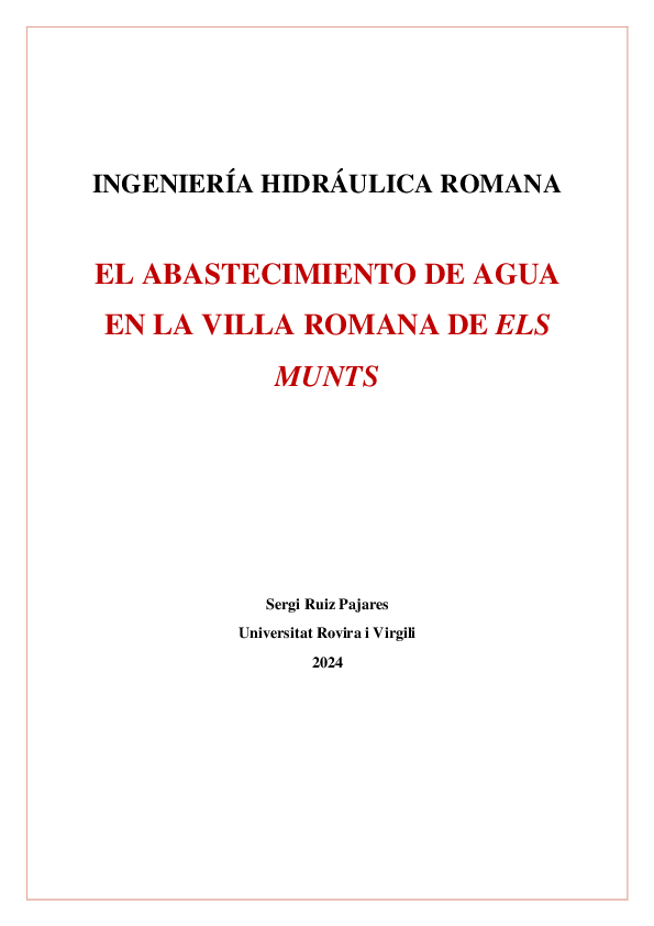 (PDF) INGENIERÍA HIDRÁULICA ROMANA. EL ABASTECIMIENTO DE AGUA EN LA ...