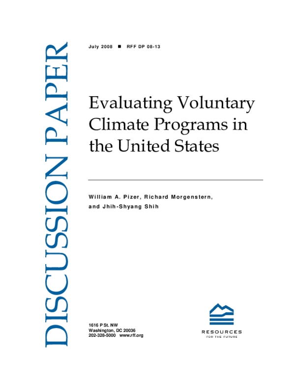 (PDF) Evaluating voluntary climate programs in the United States