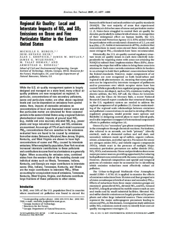 (PDF) Regional Air Quality: Local and Interstate Impacts of NOx and SO2 ...
