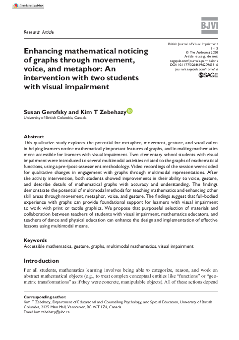 (PDF) Enhancing mathematical noticing of graphs through movement, voice ...