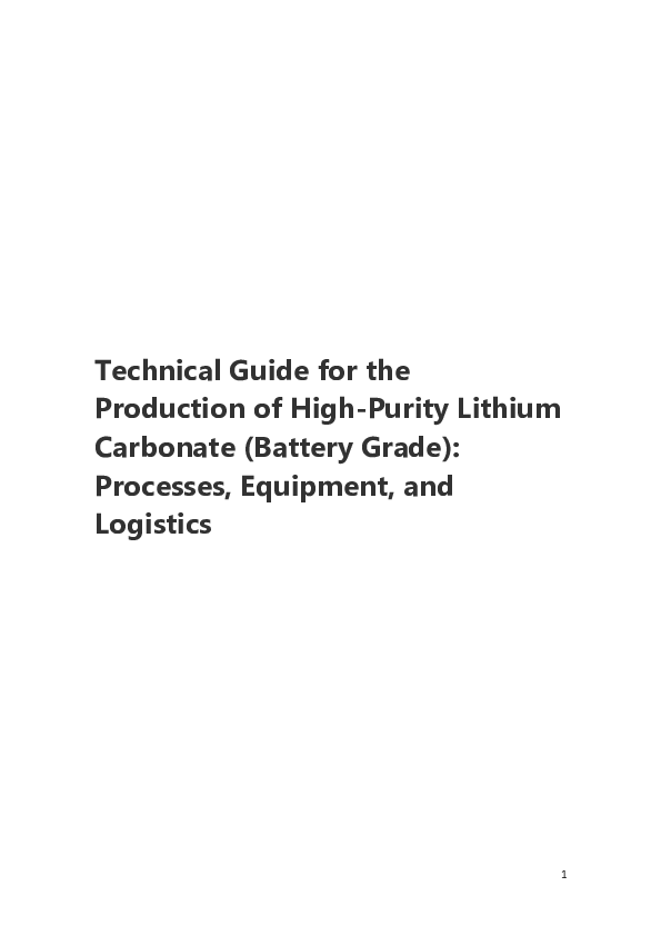 (PDF) Technical Guide for the Production of High Purity Lithium ...