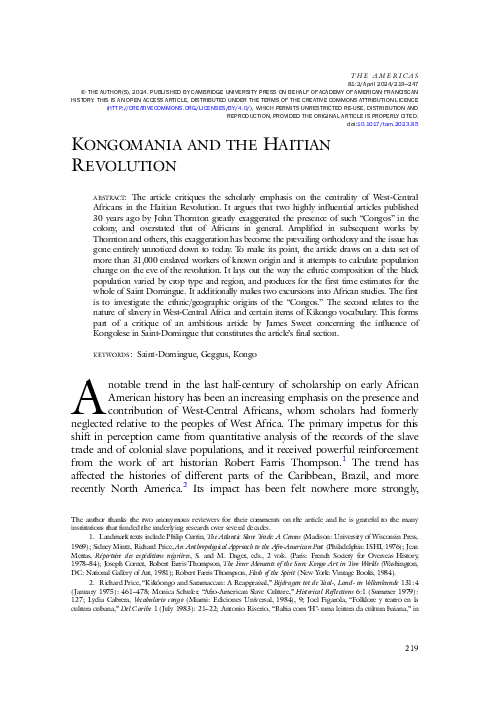 (PDF) Kongomania and the Haitian Revolution