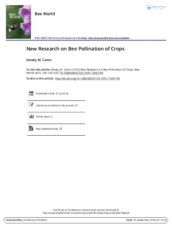 (PDF) New Research on Bee Pollination of Crops