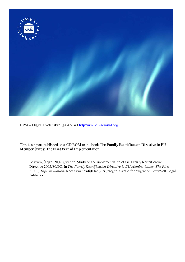 (PDF) Sweden: Study on the implementation of the Family Reunification ...