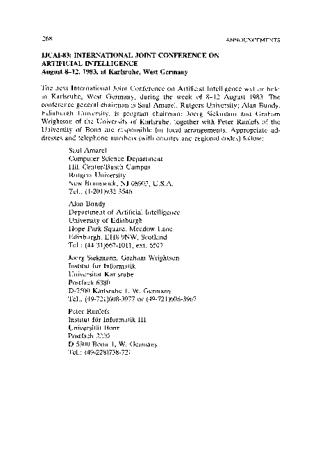 (PDF) IJCAI-83: International joint conference on artificial intelligence
