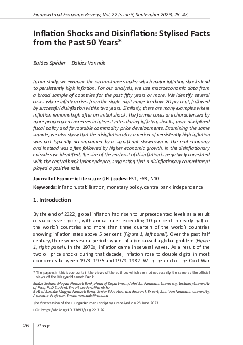 (PDF) Inflation Shocks and Disinflation: Stylised Facts from the Past ...
