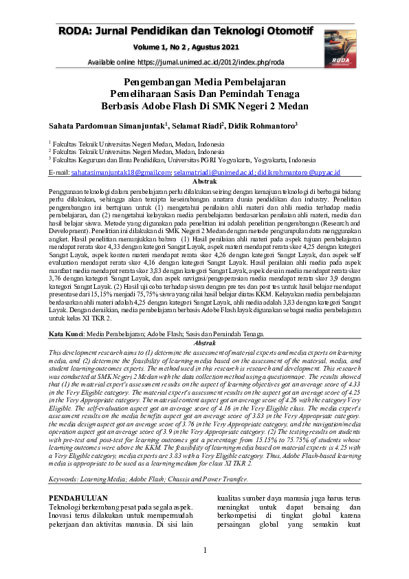 (PDF) Pengembangan Media Pembelajaran Pemeliharaan Sasis Dan Pemindah Tenaga Berbasis Adobe ...