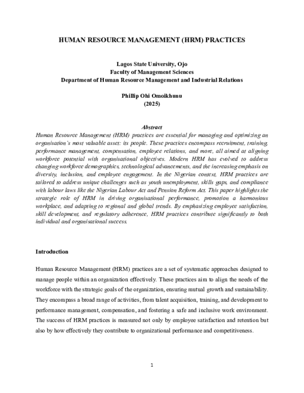 (PDF) Human Resources Management Practices