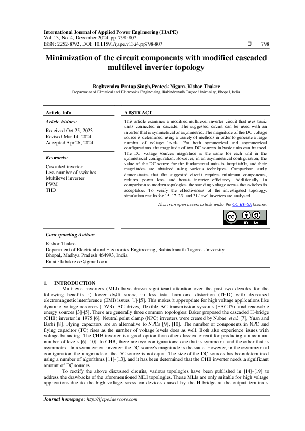 (PDF) Minimization of the circuit components with modified cascaded ...