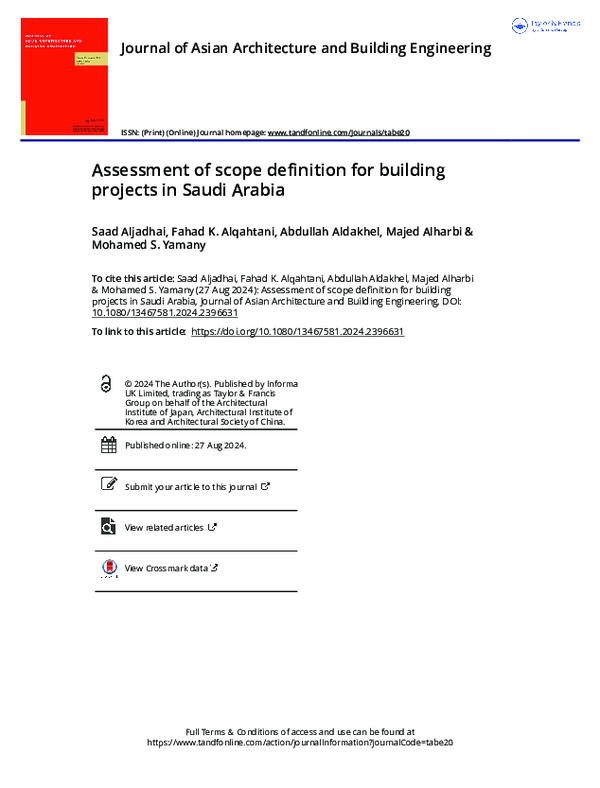 (PDF) Assessment of Scope Definition for Building Projects in Saudi Arabia