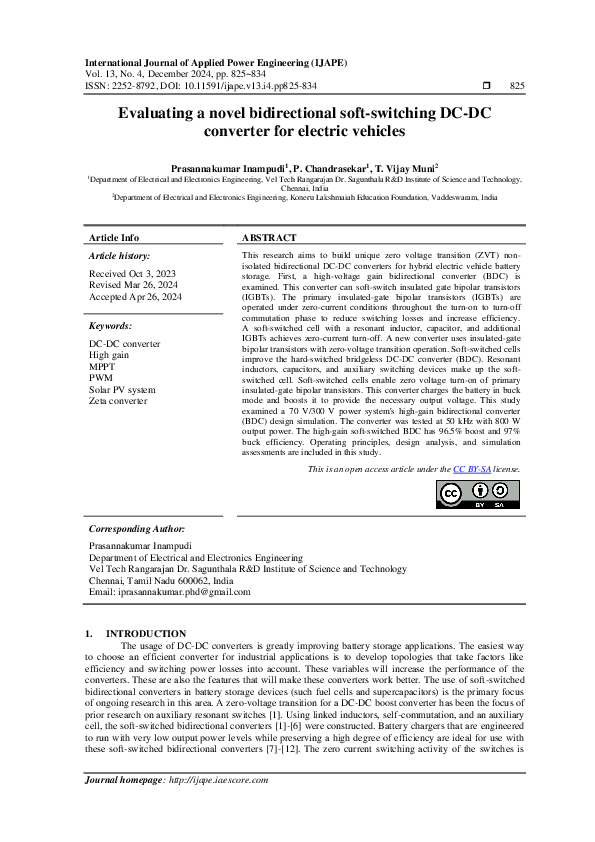(PDF) Evaluating a novel bidirectional soft-switching DC-DC converter for electric vehicles