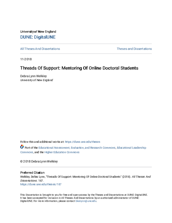 (PDF) Threads Of Support: Mentoring Of Online Doctoral Students
