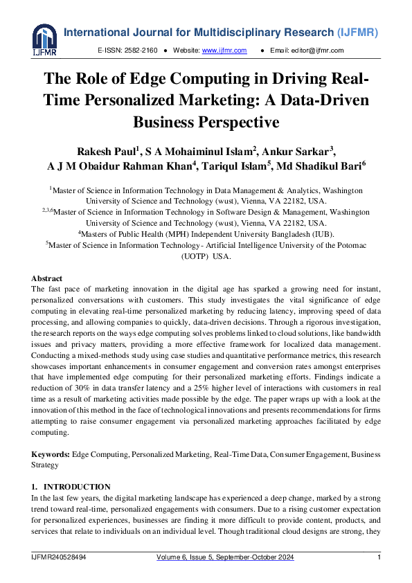(PDF) The Role of Edge Computing in Driving Real time Personalized Marketing a Data driven ...
