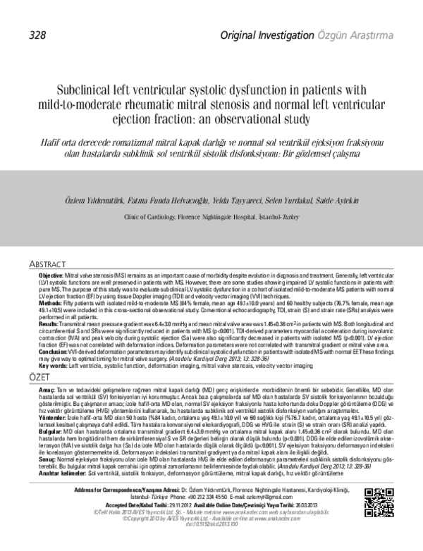 (PDF) Subclinical left ventricular systolic dysfunction in patients ...