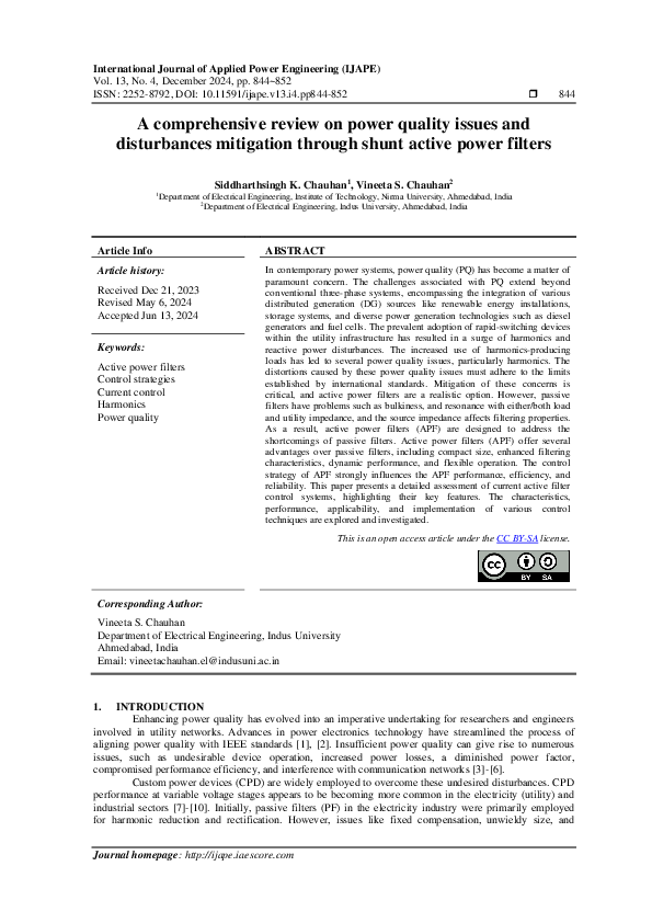 Pdf A Comprehensive Review On Power Quality Issues And Disturbances Mitigation Through Shunt