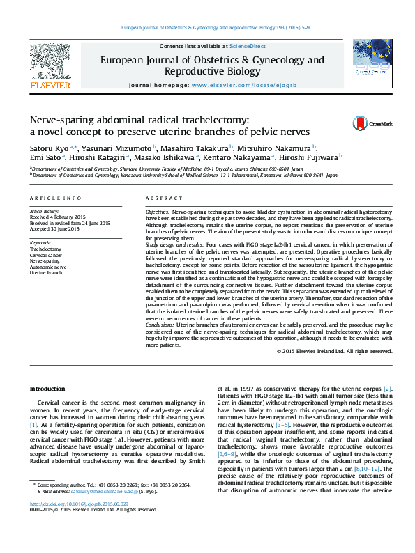 (PDF) Nerve-sparing abdominal radical trachelectomy: a novel concept to ...