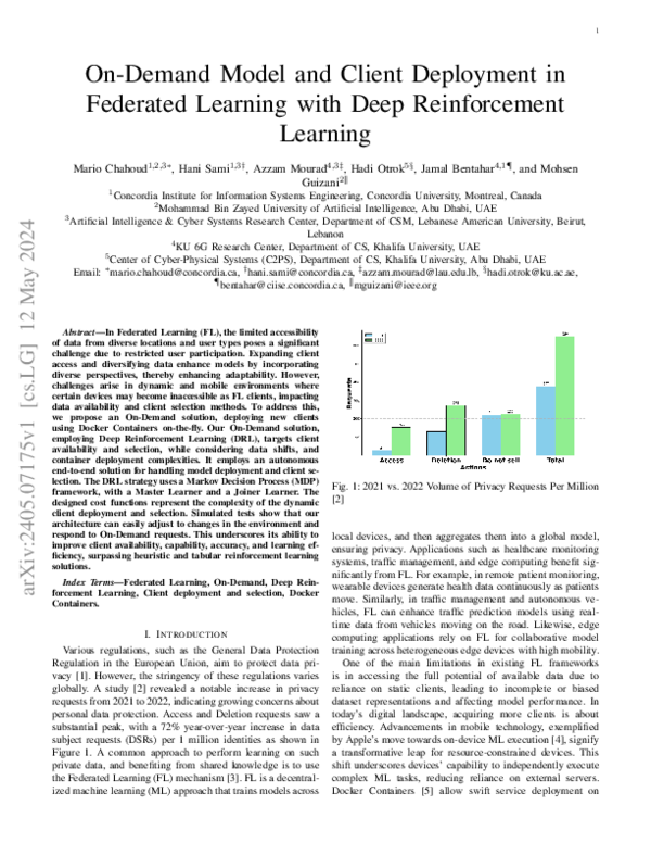 (PDF) On-Demand Model and Client Deployment in Federated Learning with Deep Reinforcement Learning