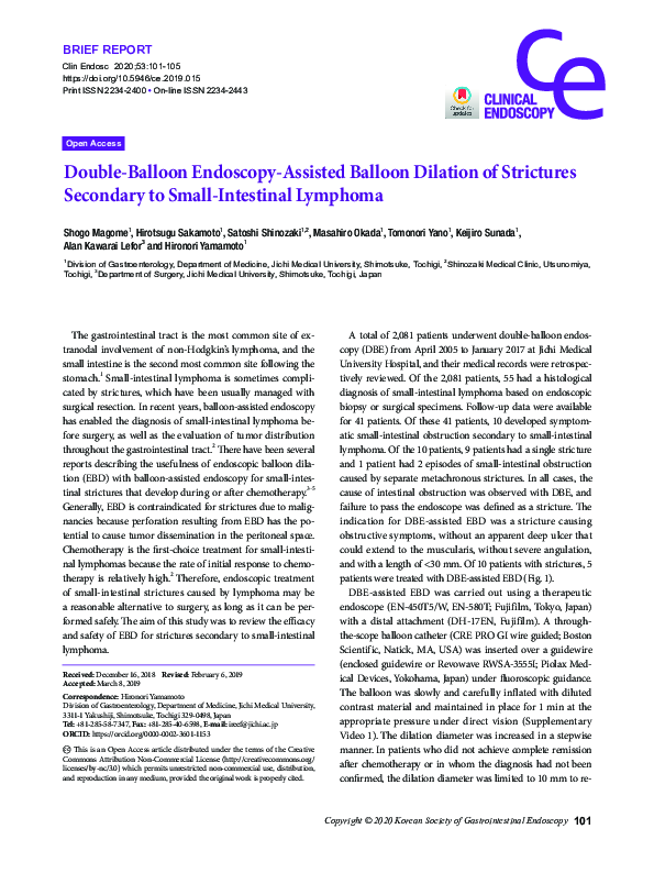 (PDF) Double-Balloon Endoscopy-Assisted Balloon Dilation of Strictures ...
