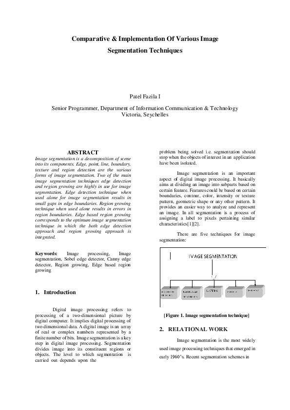 Pdf Comparative Analysis And Implementation Of Hybrid Image Segmentation Techniques