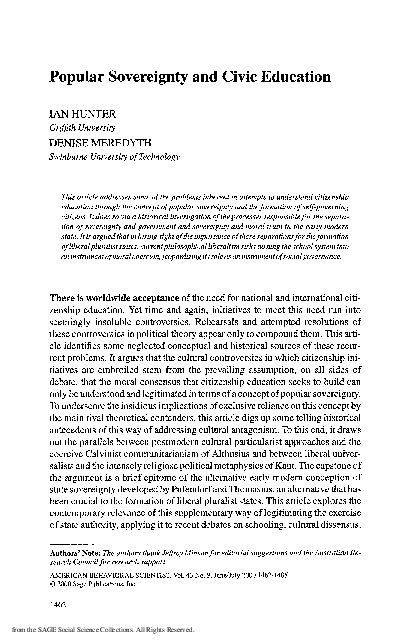 (PDF) Popular Sovereignty and Civic Education